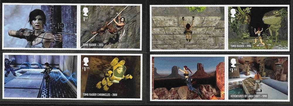 LS121 2020 Tomb Raider - Set of 4 Stamps With Labels Printed Litho Perf ...
