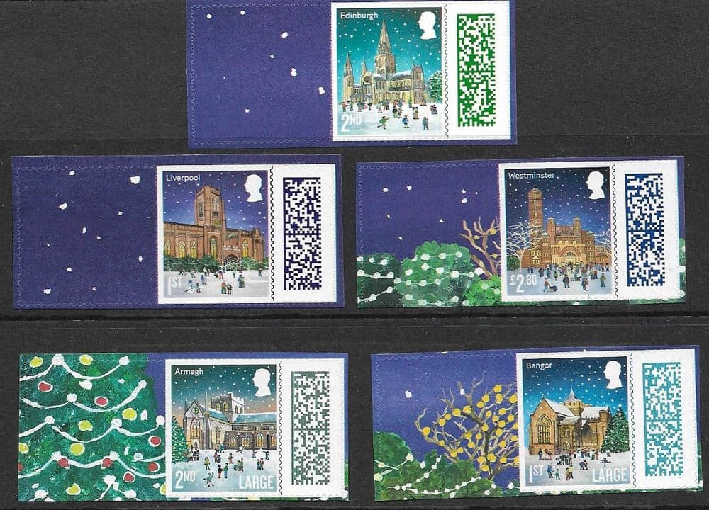 LS166 Set of 5 Singles with Labels from 2024 Christmas Post Office ...