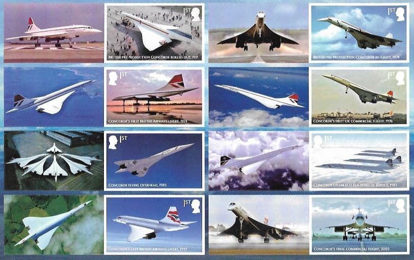 LS181 2026 Concorde - Set of 8 Stamps with Labels Post Office Label Sheets