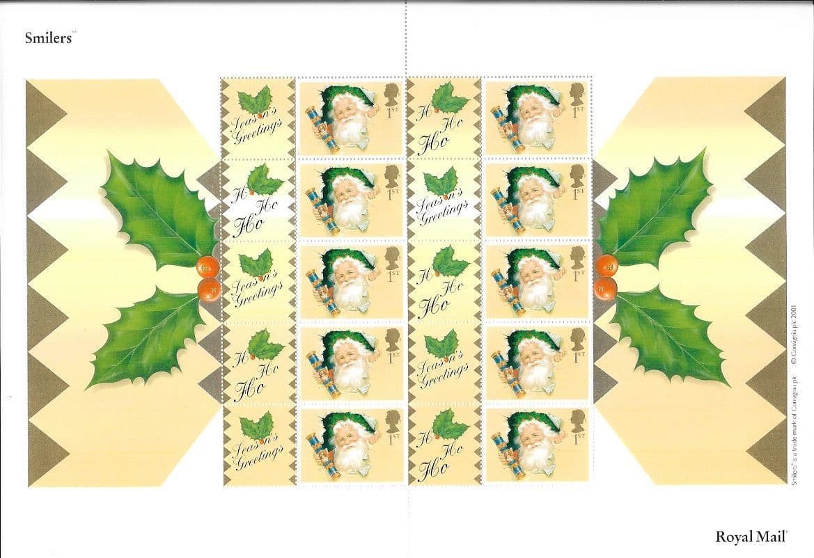 LS3a 2000 Christmas Cracker Consignia Imprint Smilers Sheet