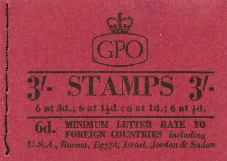 M13g Graphite August 1959 3/- Wilding Stitched Stamp Booklet