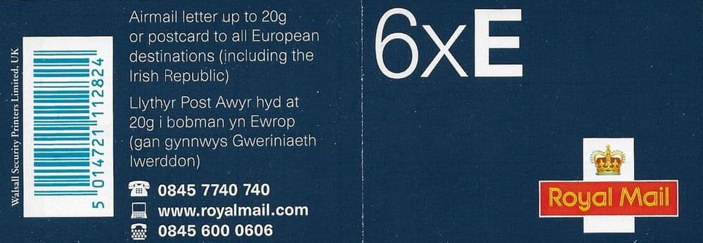 MH1 Self Adhesive Stamp Booklet 6xE Walsall