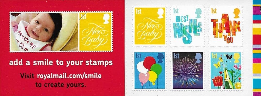 QA3 Self Adhesive Stamp Booklet 6x Smiler Greetings Stamps