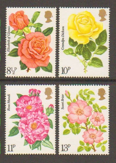 SG1006-1009 1976 Roses Stamp Set