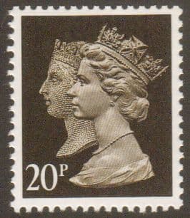 SG1478 20p Phosphorised Paper Double Head Machin Stamp Questa Print