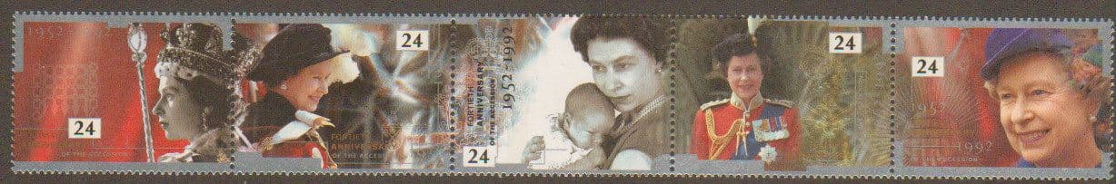 SG1602-1606 1992 Queens Accession Stamp Set