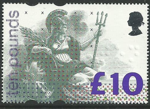 SG1658c 1993 Fluorescent "TEN POUNDS" 10 00 Britannia Stamp Decimal ...
