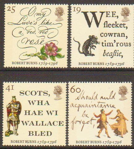 SG1901-1904 1996 Robert Burns Stamp Set