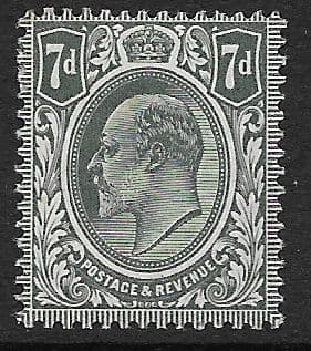 SG305 7d Slate Grey Somerset House Printing MOUNTED MINT Edward VII Stamps