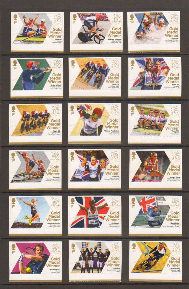 SG3342-3370 2012 Olympic Gold Medal Winners Stamp Set