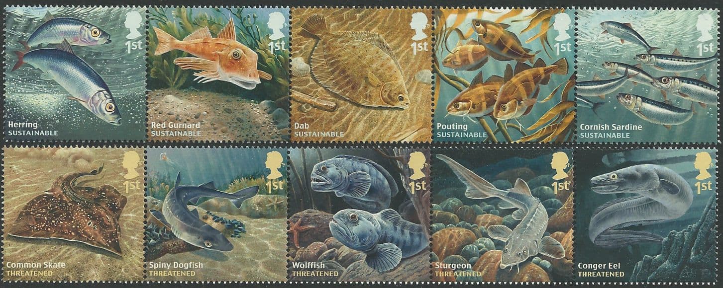 SG3609-3618 2014 Sustainable Fish Stamp Set