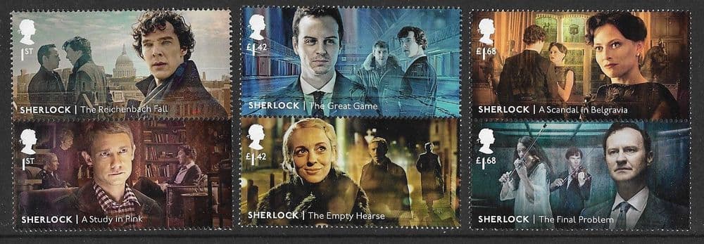 SG4411-4416 2020 Sherlock Holmes Stamp Set ordinary gum