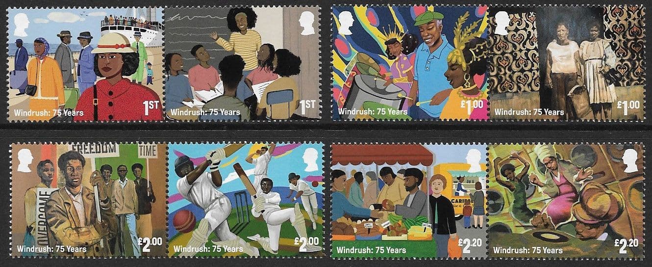 SG5037-5044 2023 Windrush - 75 Years Stamp Set