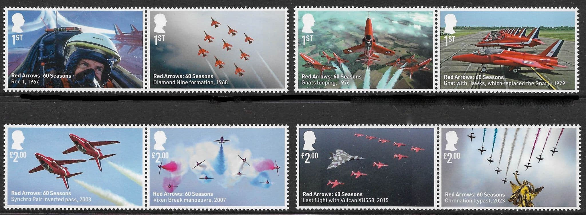 SG5176-5183 2024 Red Arrows - 60 Seasons - Stamp Set