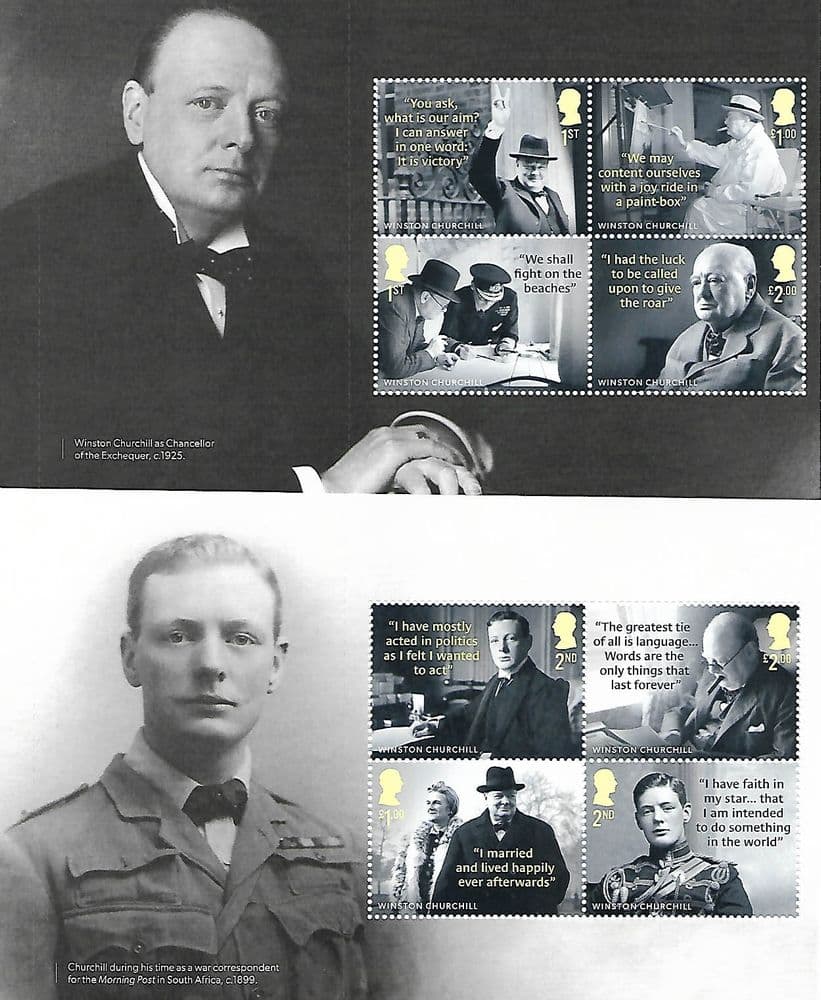 SG5253a 5255a 2024 Winston Churchill Set of 8 Booklet Stamps