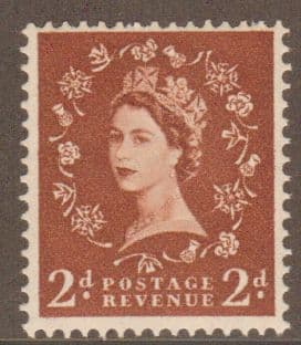 SG543b 2d Light Red-Brown 1955 Edward Crown Upright Watermark Wilding ...