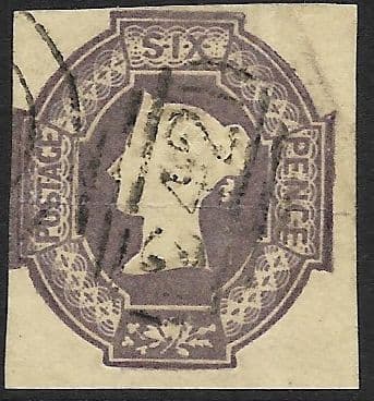 SG60 6d Purple Queen Victoria Embossed Stamp Horizontal Crease Stock 60002