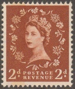 SG605a Edward Crown Watermark Error 2d Red-Brown 1959 Phosphor Graphite ...