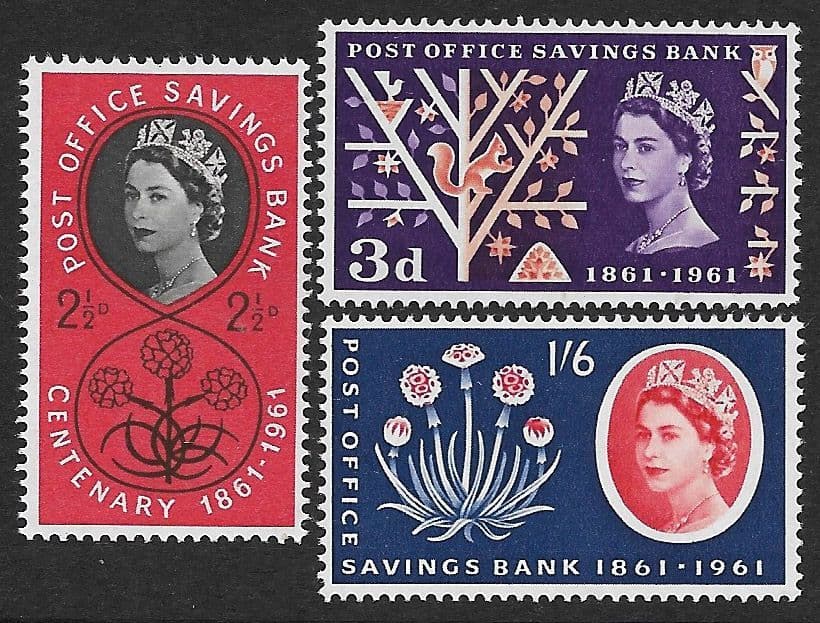 SG623a-625a 1961 Centenary of the Post Office Savings Bank Timson Print ...