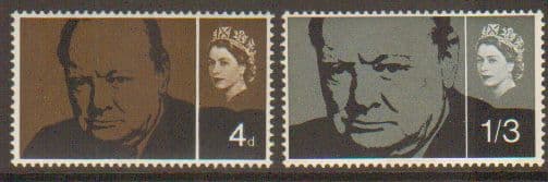 SG661p-662p 1965 Sir Winston Churchill Stamp Set Phosphor