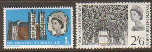 SG687-688 1966 900th Anniversary of Westminster Abbey Stamp Set Ordinary