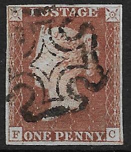SG7 1841 Penny Red Plate 1b F-C From Penny Black Plate 4 Margin