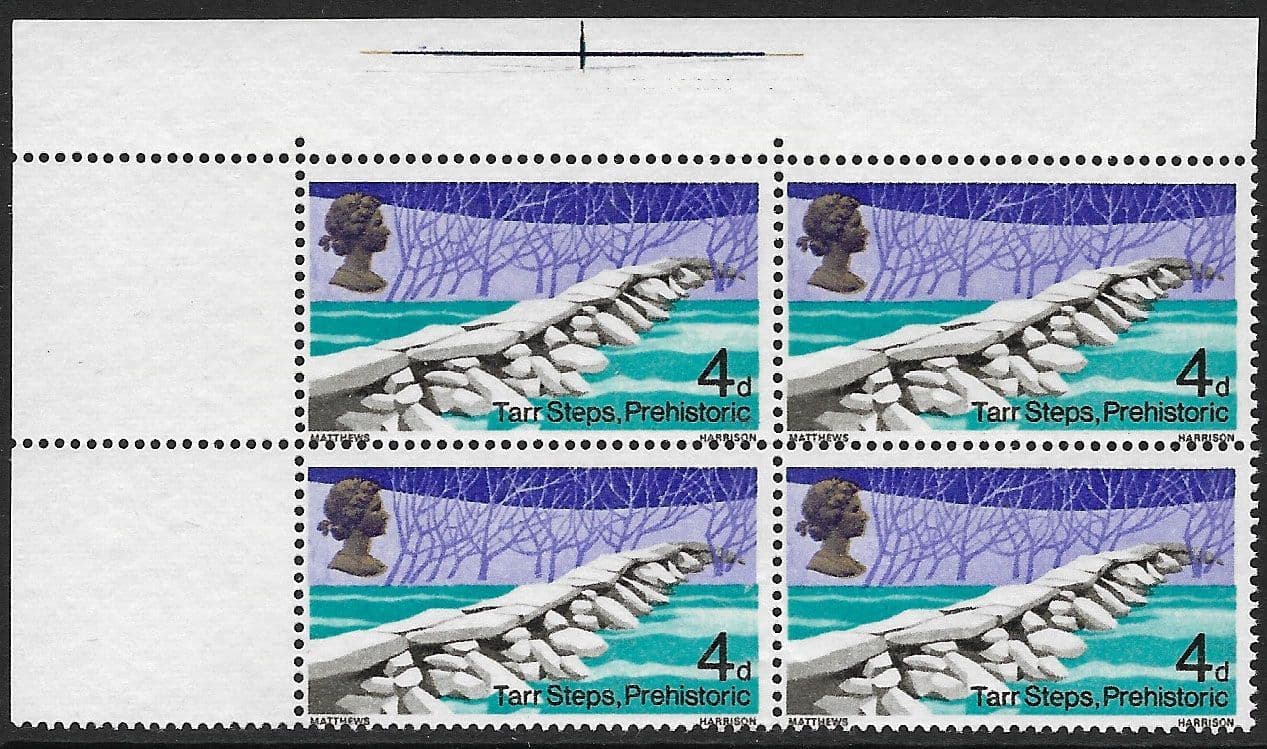 SG763a Printed on the Gum Side ERROR Block of 4 1968 British Bridges Stamp