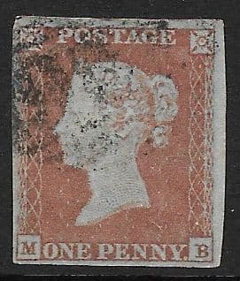 SG8 Lettered M-B 1841 Imperf Penny Reds Stock Code PR8015
