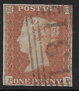 SG8 Lettered P-D 1841 Imperf Penny Reds Stock Code PR8198