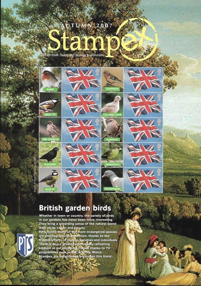ST10 2007 Autumn Stampex Smilers Sheet - British Garden Birds