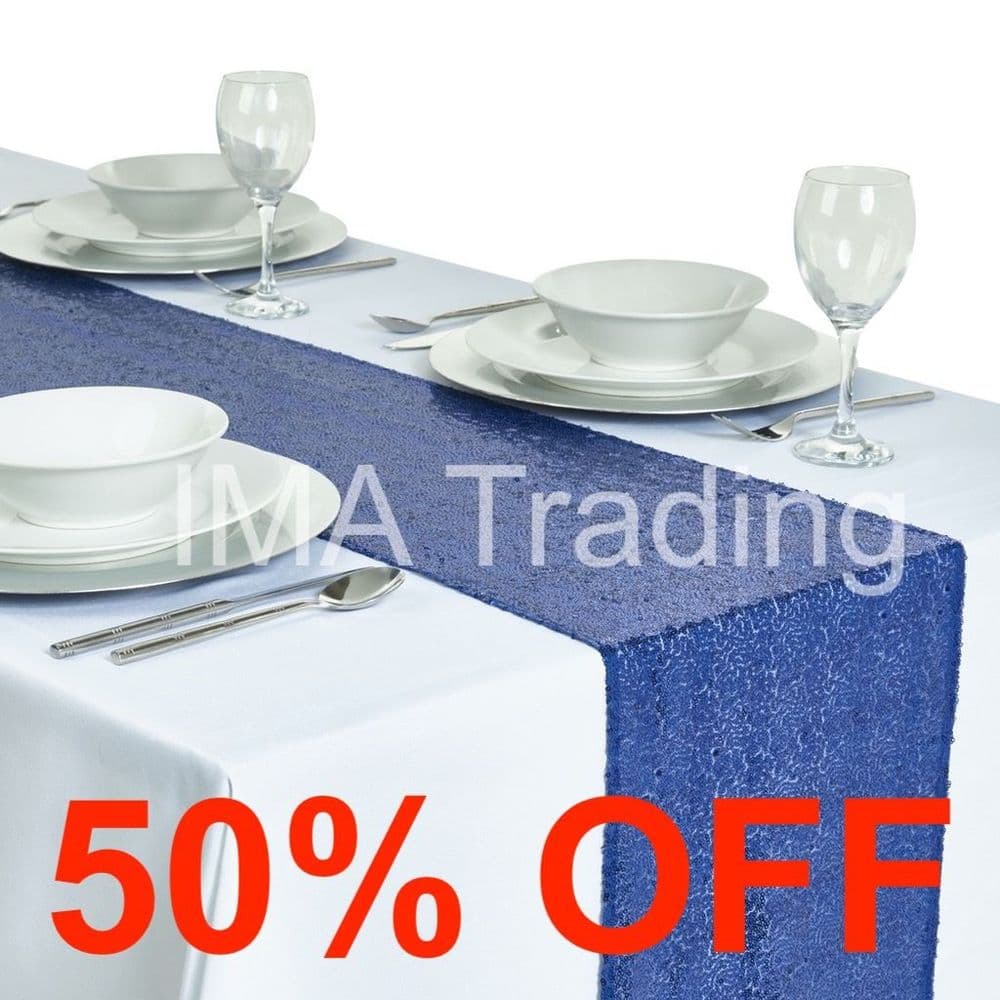 Royal Blue Sequin Table Runner 1