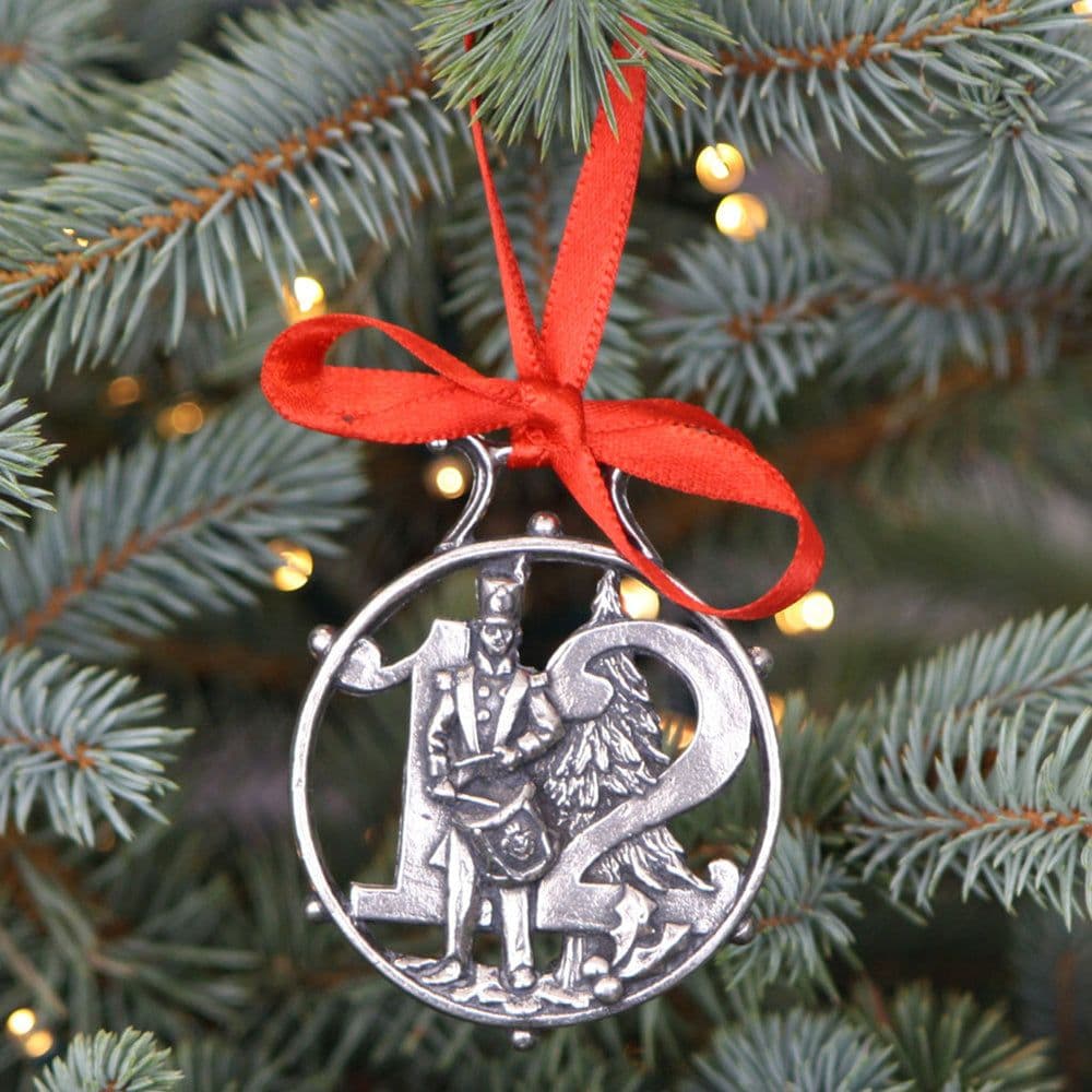 Handmade 12th Day of Christmas Pewter Ornament