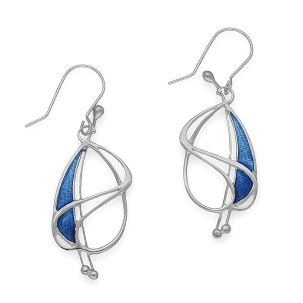 Sterling Silver Pat Cheney Drop Earrings | Midnight Sapphire Enamel ...