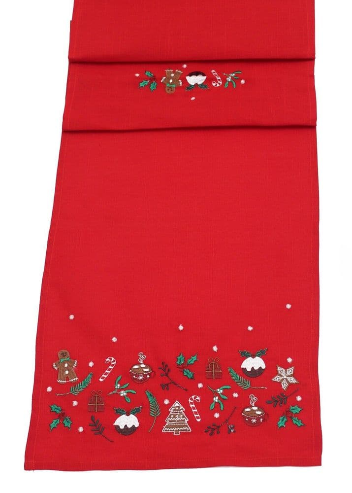 All things Christmas Embroidered Table Runner - 14" x 75"