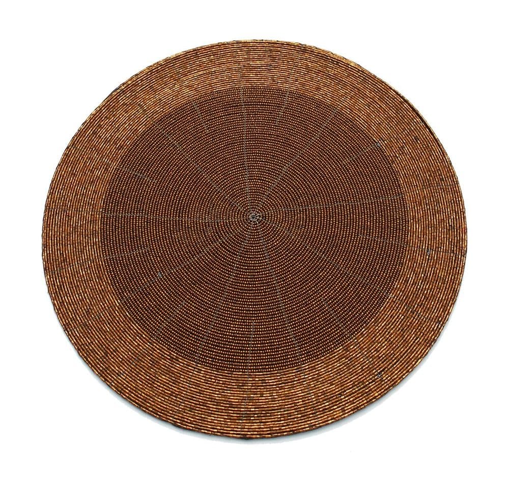 Bliss Beaded Christmas Round Place Table Mat 12" - Copper