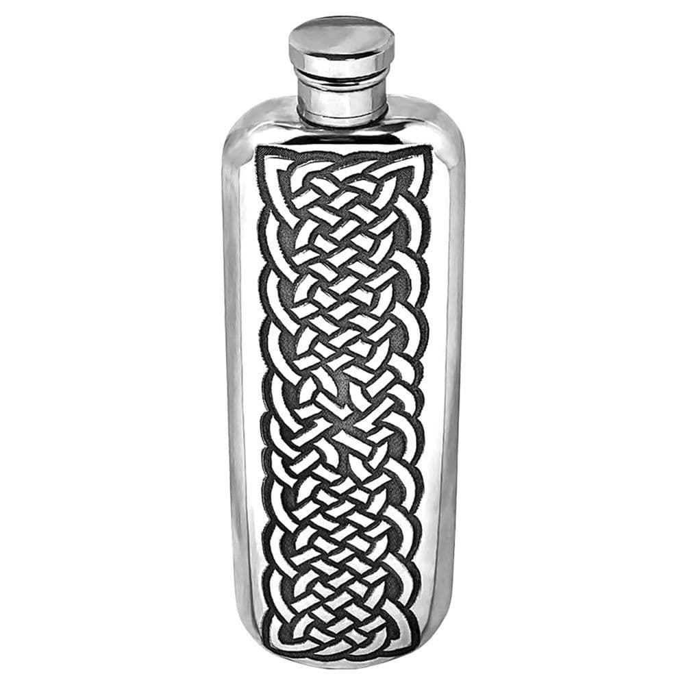 Slimline Pewter Hip Flask with Celtic Knot Design