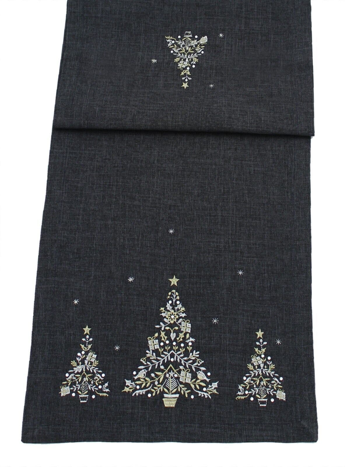 Midas Christmas Tree Embroidered Table Runner - 14" x 75"