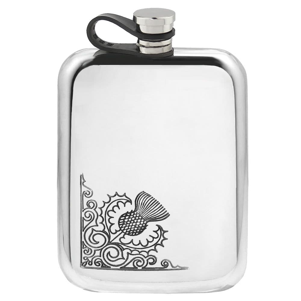 Lead Free Hip Flask with Scottish Thistle Design