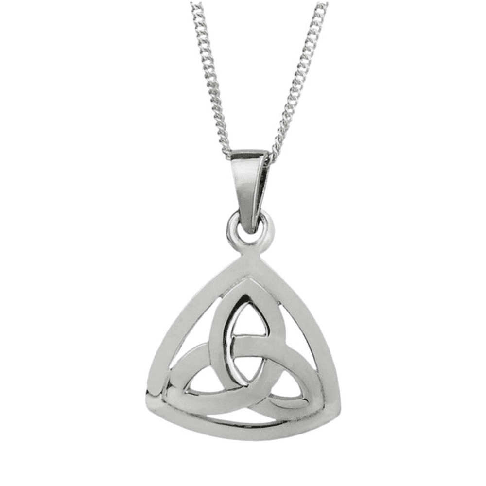 Sterling Silver Celtic Holy Trinity Knot Necklace Pendant Triangle Shape