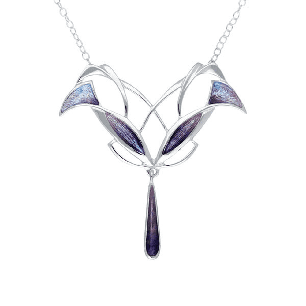 Sterling Silver Pat Cheney Necklet | Amethyst Bluebell Enamel ...