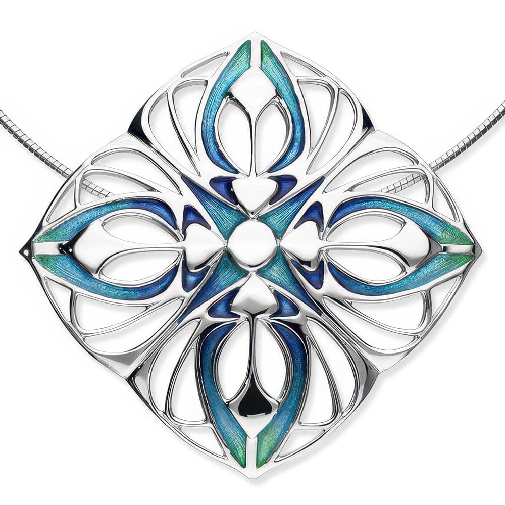 Sterling Silver Pat Cheney Aqua Enamel Pendant | Heritage Collection ...