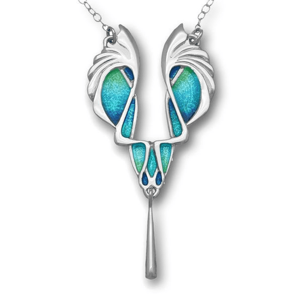 Sterling Silver Pat Cheney Necklet | Aquamarine Enamel | Handmade in Orkney