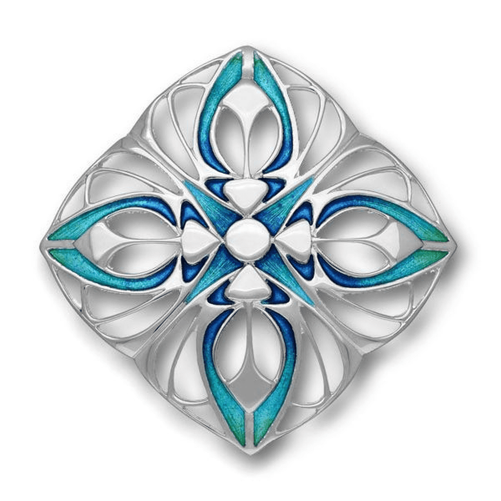 Sterling Silver Pat Cheney Brooch | Aquamarine Hot Glass Enamel ...