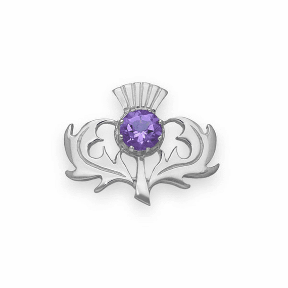 Sterling Silver Scottish Thistle Brooch with Amethyst | Handmade in ...