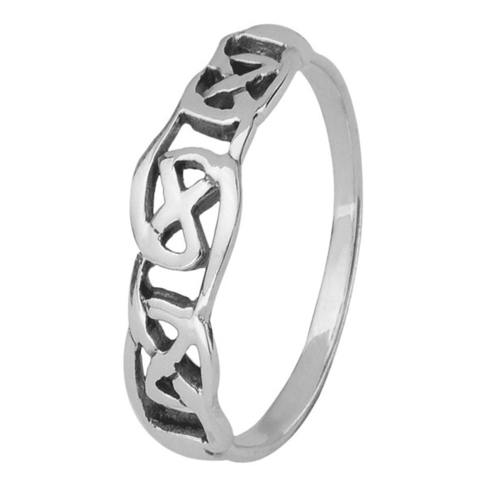 Sterling Silver Traditional Celtic Eternity Interlaced Design Ring