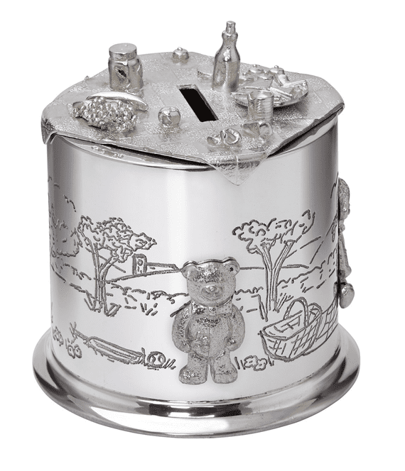 Pewter Money Box - Teddy Bears Picnic Design