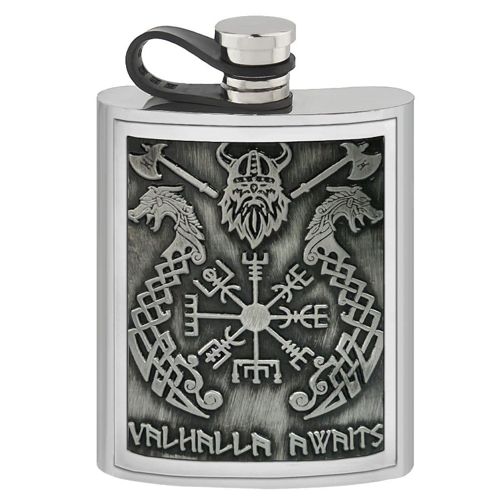 Handmade Viking Valhalla Pewter Flask – 6oz