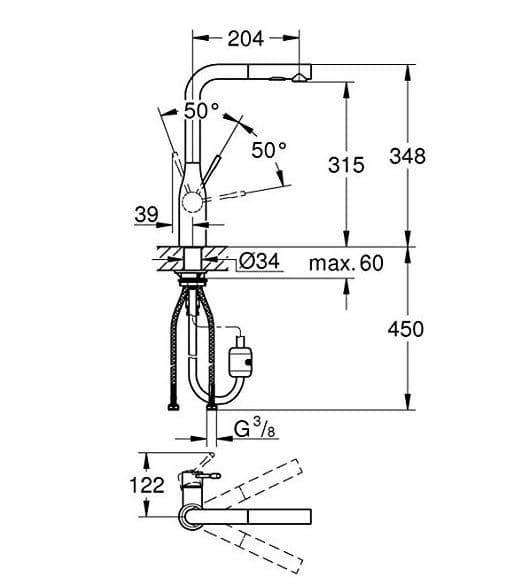 Grohe Essence Single Lever Twin Monobloc With Swivel Spout And Pull Out