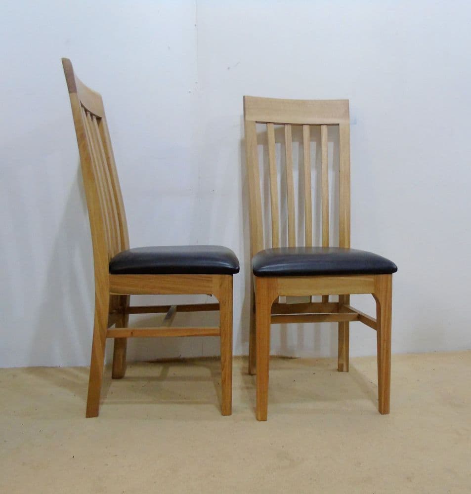 Solid Oak Slat Back Dining Chair Sold in Pairs