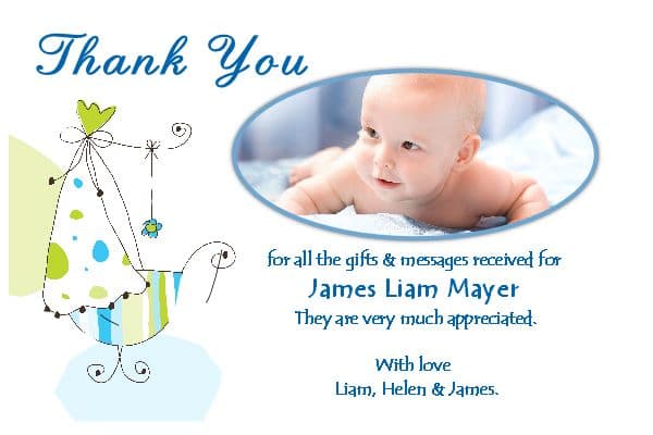 10 Personalised Baby Birth Thankyou PHOTO Cards N163